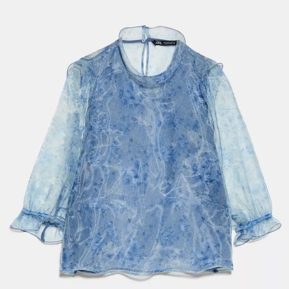 Zara | Tops | Zara Super Sexy Sheer Back Blue Shirt | Poshmark